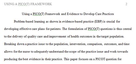 Using A Pico T Framework And Evidence To Develop Care Practices