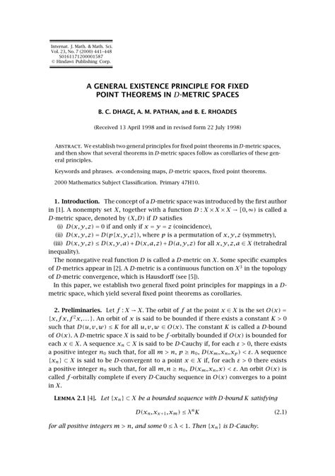 Pdf A General Existence Principle For Fixed Point Theorems In D