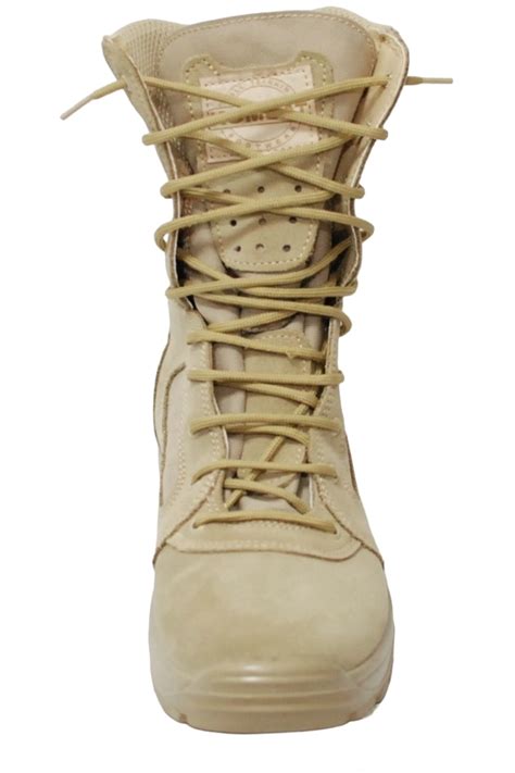 Bocanci Militari Piele Naturala Hidrofobizata Intoarsa Bej Marime 43