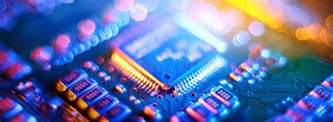 Computer Microchips And Processors On Electronic Circuit Board Abstract Technology