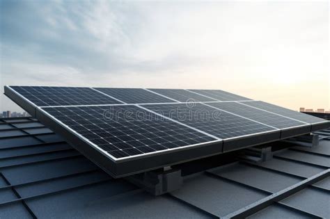 Solar Panel Array On Urban Rooftop Generative Ai Stock Illustration