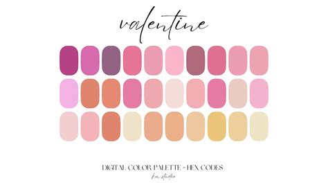 Valentine Color Palette Color Chart Goodnotes Tool Ipad Procreate Digital Download Pastels Color