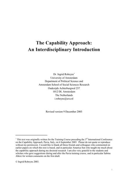 Capability Approach Theory Amartya Sen Pptx