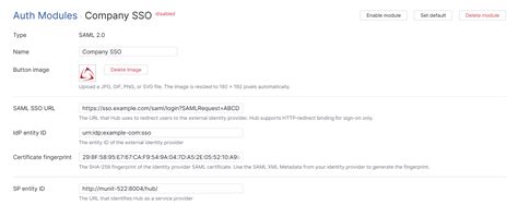 SAML 2 0 Auth Module Hub Documentation