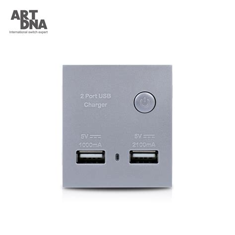 Silver 1A 2 1A Dual USB Socket With Switch Module USB Socket And Dual USB Socket