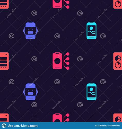 Set Mobile Phone Chat Neural Network And Computer Api Interface On Seamless Pattern