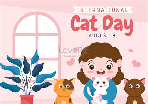 국제 고양이의 날 삽화 일러스트 무료 다운로드 Lovepik