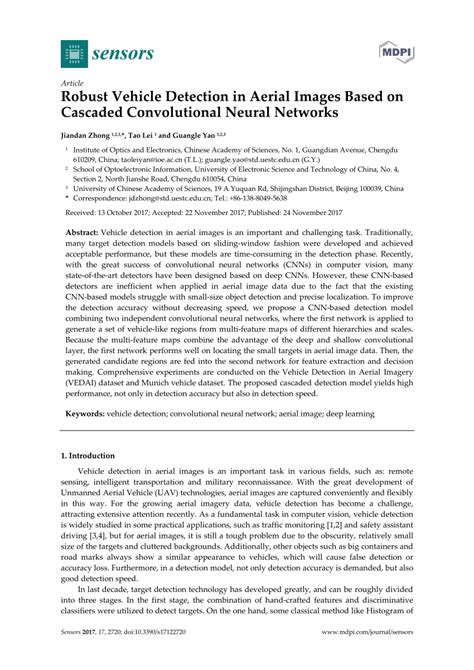 PDF Robust Vehicle Detection In Aerial Images Based On Cascaded Convolutional Neural Networks