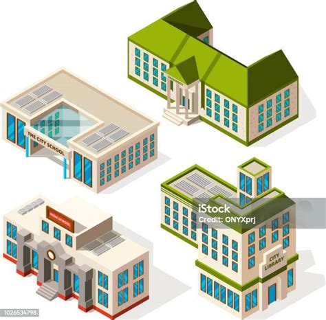 학교 건물입니다 학교 또는 연구소 건물의 아이소메트릭 3d 그림 대학교에 대한 스톡 벡터 아트 및 기타 이미지 대학교 등측투영법 건물 외관 Istock