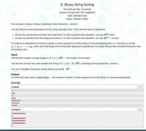 solved d ﻿binary string sortingtime limit per test 2