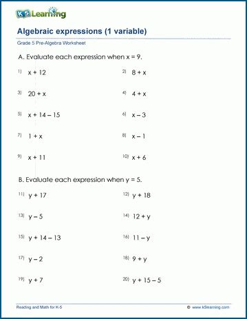 Simplifying Variable Expressions Worksheet Ihsu