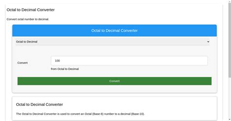 Octal To Decimal Converter Octal And Decimal Conversion Tool