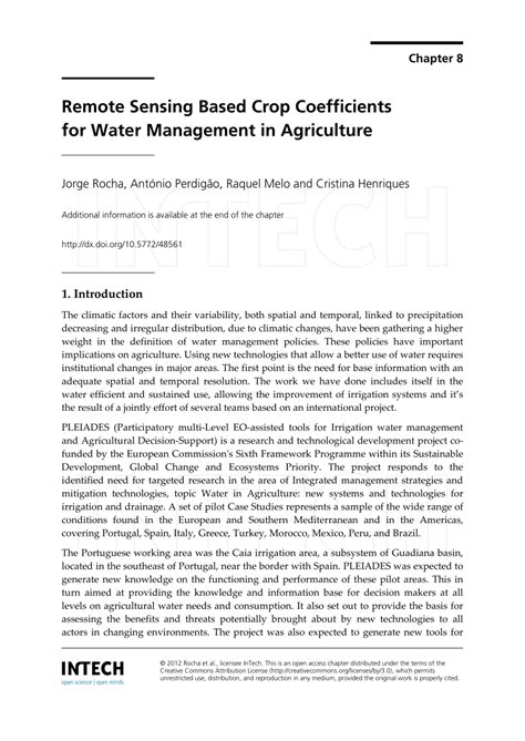 Pdf Remote Sensing Based Crop Coefficients For Water Management In Agriculture