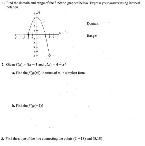 Solved 1 Find The Domain And Range Of The Function Graphed