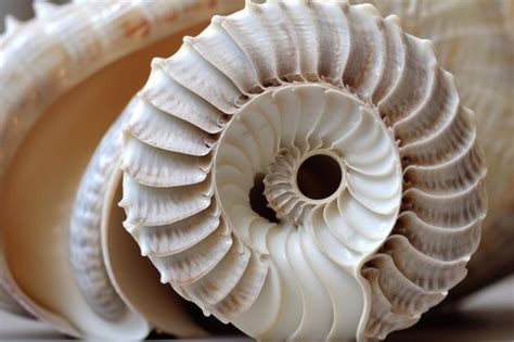 Premium Ai Image Fibonacci Sequence In Nautilus Shell Closeup Created