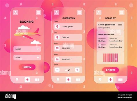 Travel Booking Neumorphic Elements Kit For Mobile App Airplane Ticket Booking Place Or Date