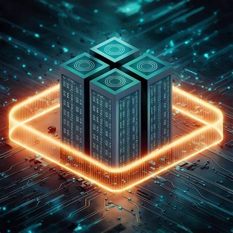 Glowing Barriers Encase A Digital Fortress Protecting A Data Center Premium Ai Generated Image
