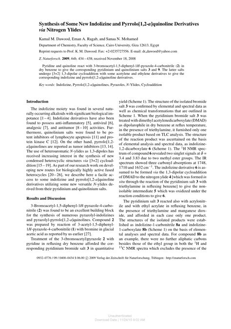 Pdf Cheminform Abstract Synthesis Of Some New Indolizine And Pyrrolo