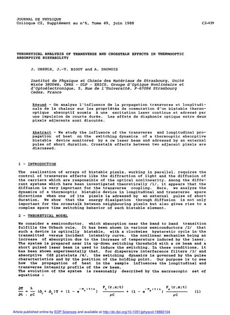 Pdf Theoretical Analysis Of Transverse And Crosstalk Effects In