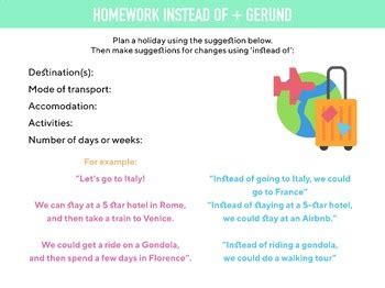 ESL Intermediate Homework Practise Instead Of Gerund By ESL Adult Workshop
