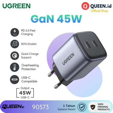 Jual Ugreen Charger Adaptor Gan 45w Dual Type C Port Pd Qc Super Fast