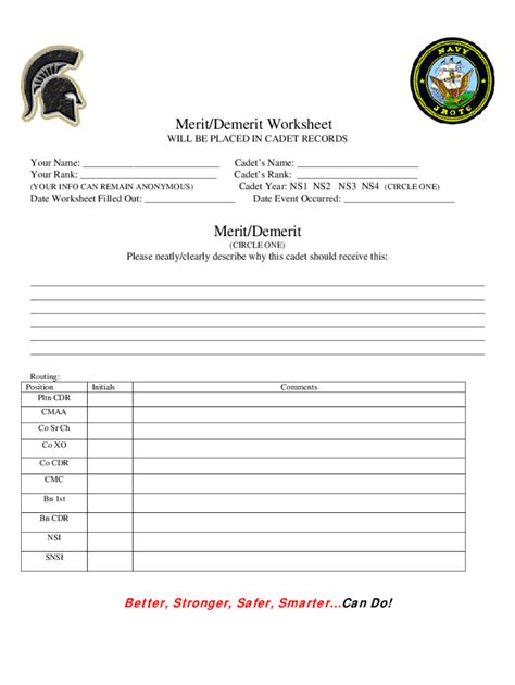 Fillable Online Meritdemerit Worksheet Meritdemerit Fax Email Print