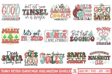 funny retro christmas sublimation bundle graphic by craftlabsvg