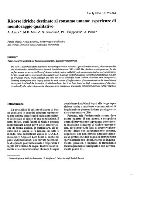 Pdf [water Resources Destined For Human Consumption Qualitative Monitoring]
