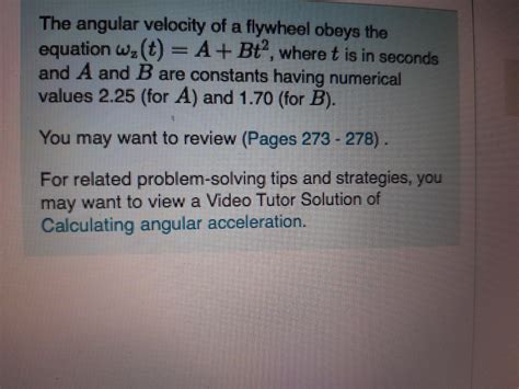 answered the angular velocity of a flywheel… bartleby