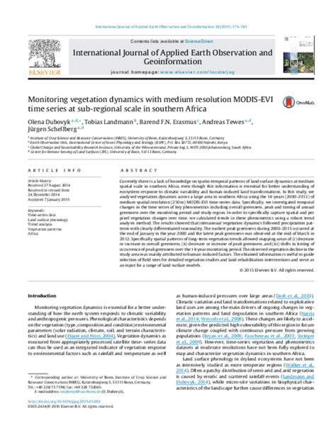 Pdf Monitoring Vegetation Dynamics With Medium Resolution Modis Evi