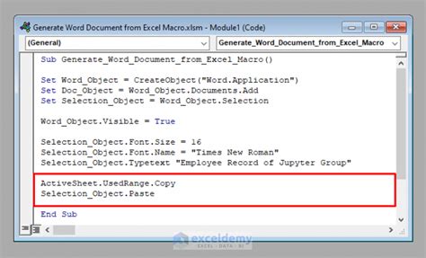 How To Generate A Word Document From An Excel Macro ExcelDemy