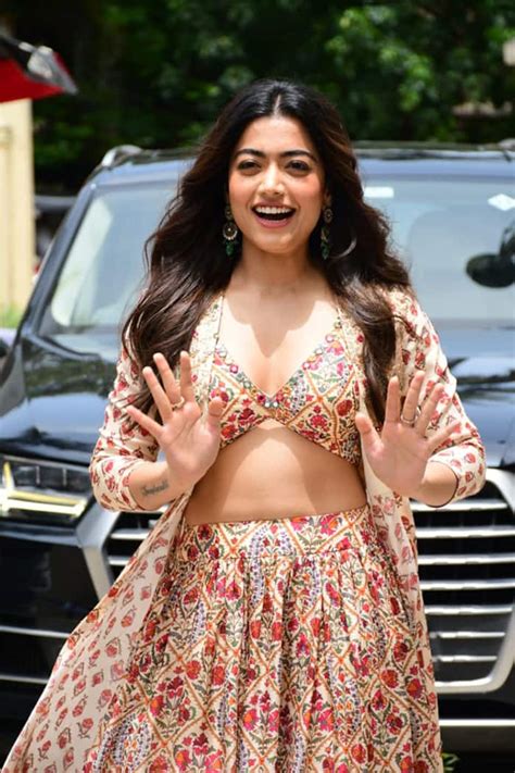 Rashmika Mandanna Dons Super Hot Bralette With Floral Lehenga At