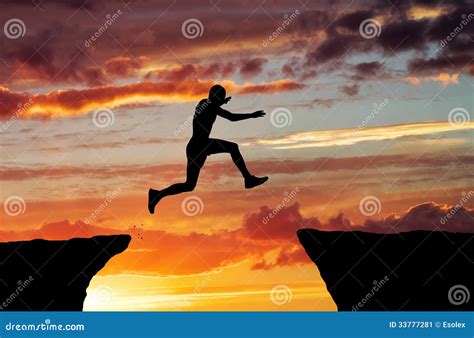 Man Jump Through The Gap Stock Image Image Of Jump Male