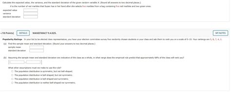 Solved Calculate The Expected Value The Variance And The