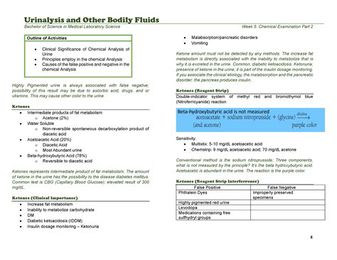 Week 5 Chemical Examination Part 2 Bachelor Of Science In Medical Laboratory Science Week 5