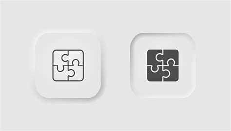 Neumorphism 스타일의 네 부분 아이콘으로 퍼즐을 완성하십시오 비즈니스 아이콘 흰색 Ui Ux 논리 기호입니다 플러그인
