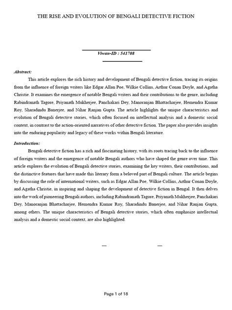 The Rise And Evolution Of Bengali Detective Fiction Pdf
