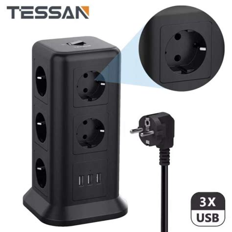 Promo Tessan Ts Tps01 De Stop Kontak 11 Socket 3 Usb Port Tower Power Strip Diskon 10 Di Seller