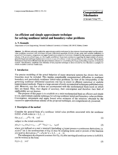 Pdf An Efficient And Simple Approximate Technique For Solving Nonlinear Initial Value Problems