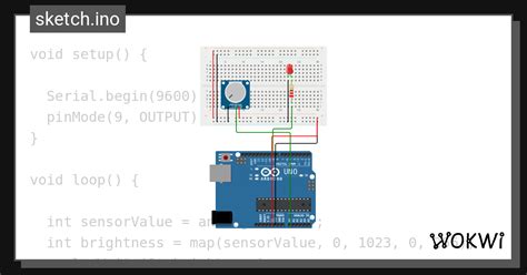 Controlling The Brightness Of An Led Using A Potentiometer Wokwi