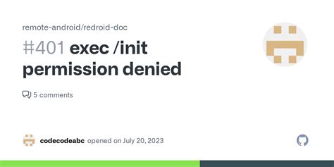 Exec Init Permission Denied Issue 401 Remote Android Redroid Doc