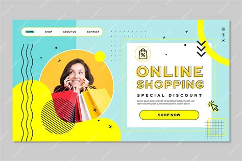 온라인 쇼핑 방문 페이지 템플릿 무료 벡터