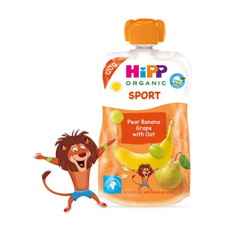 ჰიპი პაუჩ მსხალი ყურძენი და ბანანი ხორბლით 1 წლიდან 120გრ ავერსი