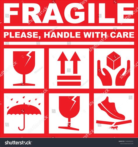 PRINTABLE FRAGILE PLEASE HANDLE WITH CARE WHITE RED COLOR Printables White Stock Image Color