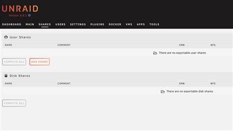 new install no default shares or docker r unraid