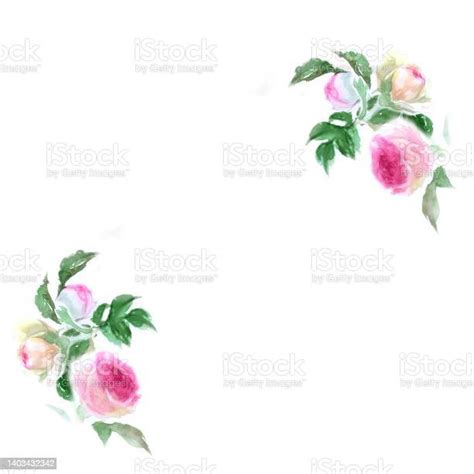 피에르 드 론사드 꽃화환의 꽃화환 수채화 손으로 그린 그림 춤추는 장미 꽃잎과 분홍색 장미 개화기에 대한 스톡 벡터 아트 및 기타 이미지 개화기 검정색 배경 귀여운