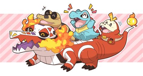 Fuecoco Totodile Skeledirge Sandile And Fire Bird Pokemon Drawn By 2027 Submarine2027