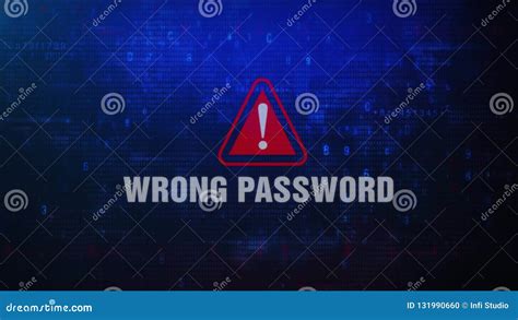 wrong password alert warning error message blinking on screen stock