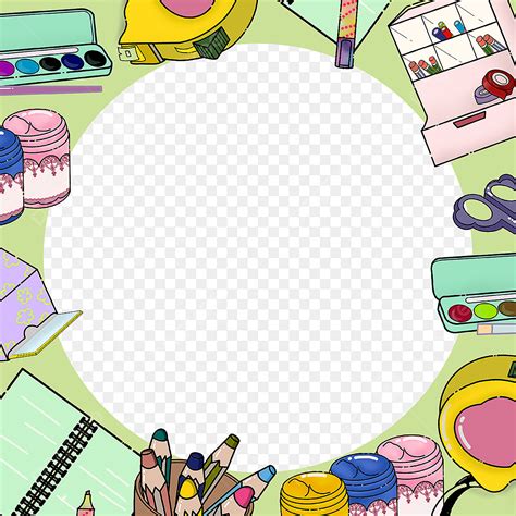 수채화 물감 연필 교육 문구 테두리 일러스트 책 교학 학생 용품 학습 도구 Png 일러스트 및 Psd 이미지 무료 다운로드 Pngtree