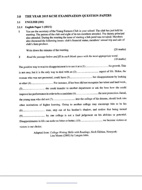 Kcse 2015 English Questions Paper 1 2 3 Pdf